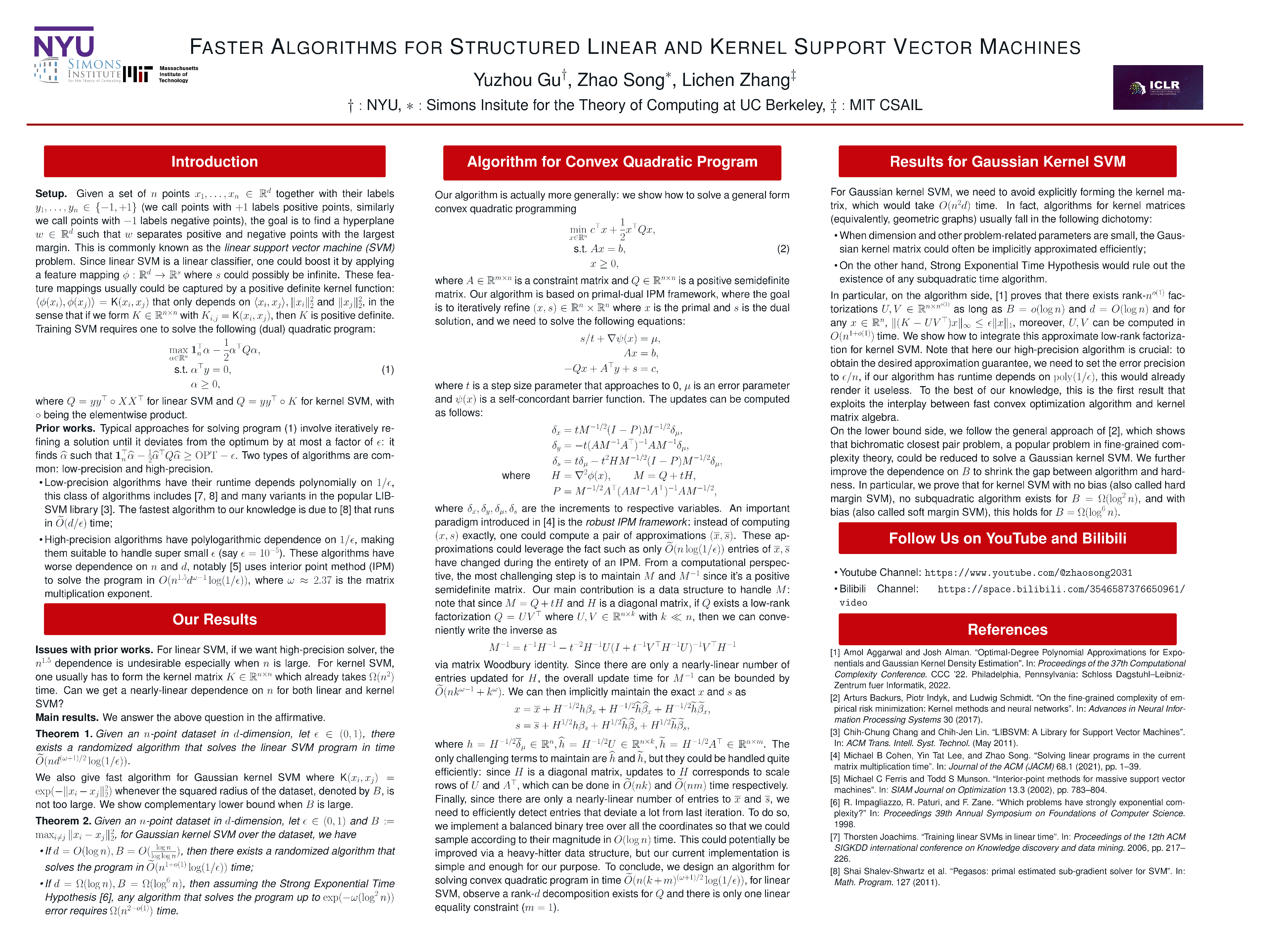 ICLR Poster Faster Algorithms for Structured Linear and Kernel Support Vector Machines